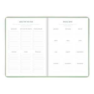 Letts Conscious Weekly/Monthly Planner, 12 Months, January to December, 2024, Sewn Binding, A5 Size, 8.25" x 5.875", Multilingual, Sage (C082396-24)