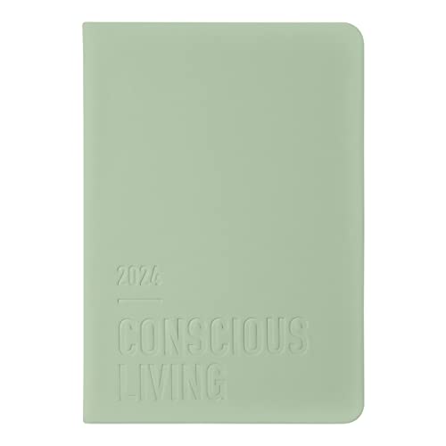 Letts Conscious Weekly/Monthly Planner, 12 Months, January to December, 2024, Sewn Binding, A5 Size, 8.25" x 5.875", Multilingual, Sage (C082396-24)