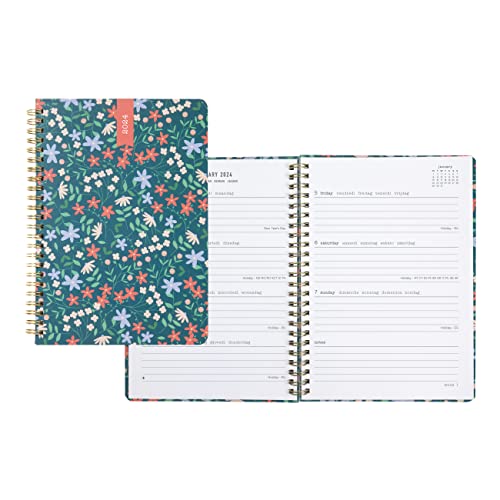 Letts Spring Valley Weekly/Monthly Planner, 12 Months, January to December, 2024, Wiro Binding, A5 Size, 8.25" x 5.875", Multilingual, Green (C082376-24)