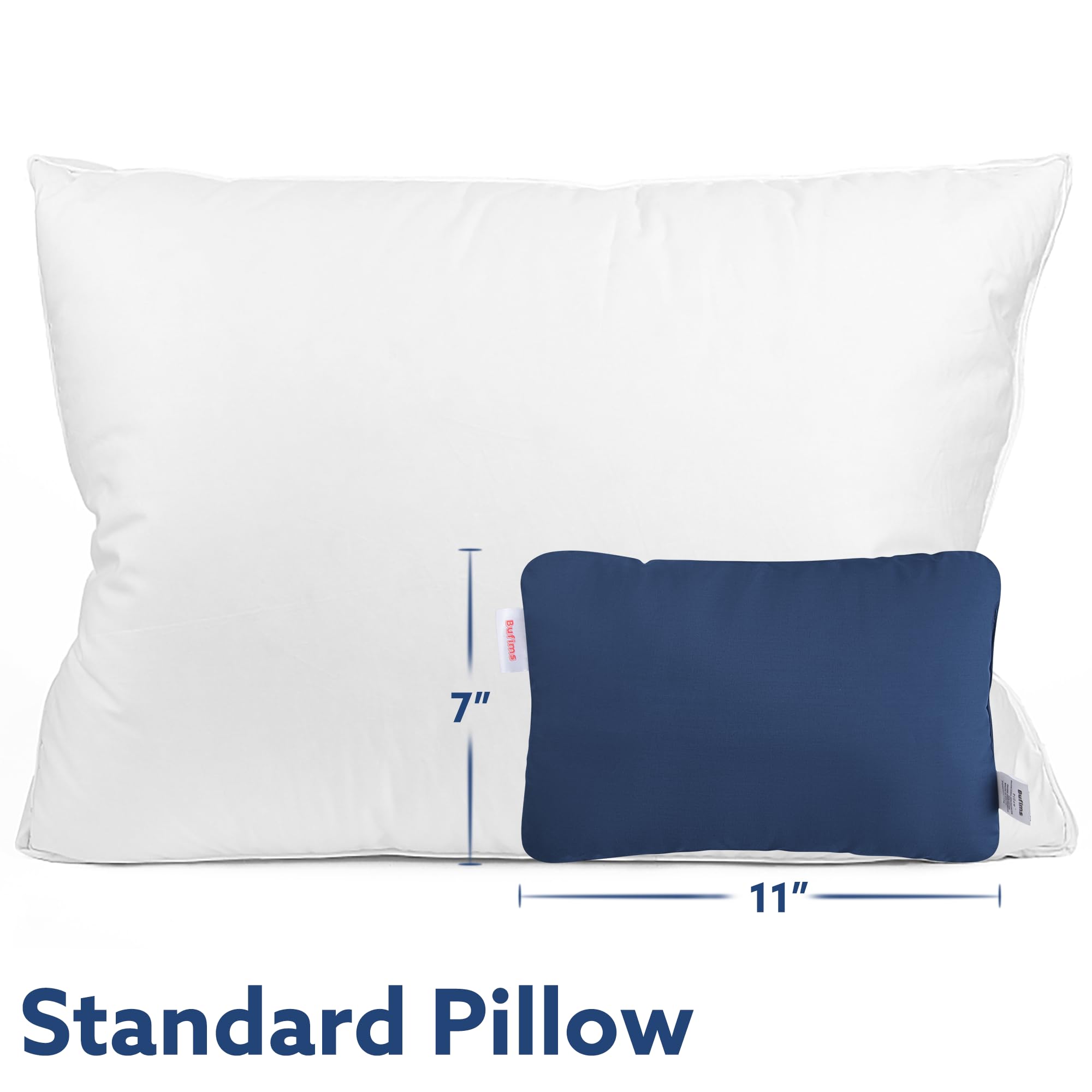 Bufims Small Pillow 11"X7"X2.5" for Sleeping and Traveling Mini Pillow for Baby, Infants and Kids Tiny Pillow for Neck,Lumbar, Lower Back and Knee, Navy Blue