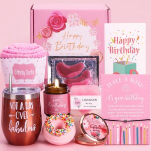 birthday gifts for women, happy birthday bath set relaxing spa gift baskets ideas for her, self care gifts for women, sister, friends, coworker, unique gifts for women who have everything