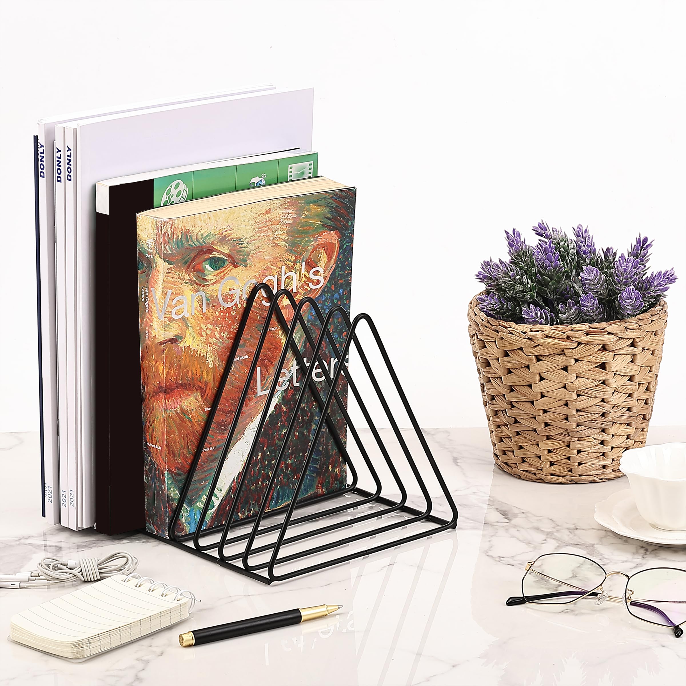 Mr. Pen- Triangle Wire Magazine Holder, 9 Slots, 2 Pack, Triangle Desk Organizers, Metal Wire Magazine Holder, Vinyl Holder, Magazine Holder for Desk, Vinyl Record Organizer, Vinyl Rack, Magazine Rack