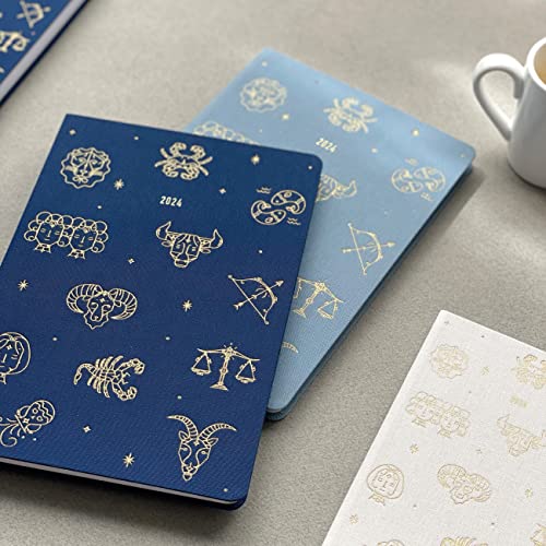 Letts of London Zodiac Weekly/Monthly Planner, 12 Months, January to December, 2024, Sewn Binding, A5 Size, 8.25" x 5.875", Multilingual, Ivory (C082297-24)