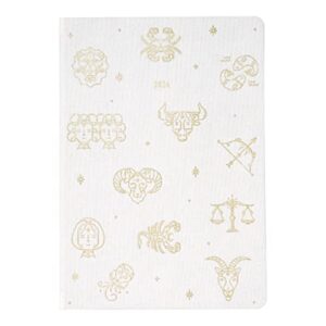 Letts of London Zodiac Weekly/Monthly Planner, 12 Months, January to December, 2024, Sewn Binding, A5 Size, 8.25" x 5.875", Multilingual, Ivory (C082297-24)