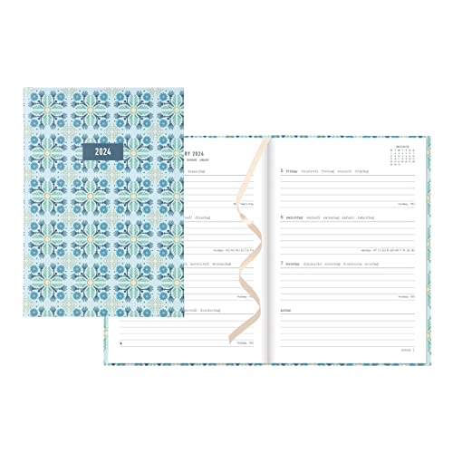 Letts Morocco Weekly/Monthly Planner, 12 Months, January to December, 2024, Sewn Binding, A5 Size, 8.25" x 5.875", Multilingual, Sky (C082391-24)