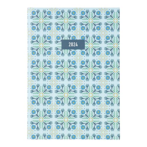 Letts Morocco Weekly/Monthly Planner, 12 Months, January to December, 2024, Sewn Binding, A5 Size, 8.25" x 5.875", Multilingual, Sky (C082391-24)