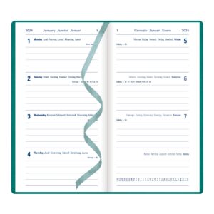 Letts of London Woodland Weekly Planner, 12 Months, January to December, 2024, Pocket Size, 5.875" x 3.125", Multilingual, Green (C082173-24)