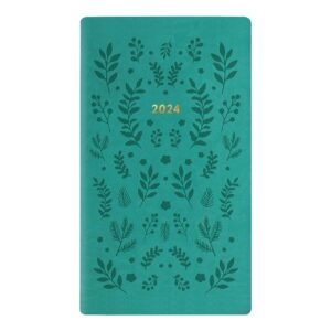 Letts of London Woodland Weekly Planner, 12 Months, January to December, 2024, Pocket Size, 5.875" x 3.125", Multilingual, Green (C082173-24)