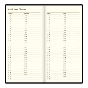 Letts of London Signature Weekly/Monthly Planner, 12 Months, January to December, 2024, Bonded Leather, Slim Size, 6.625" x 3.25", Black (C38SUBK-24)