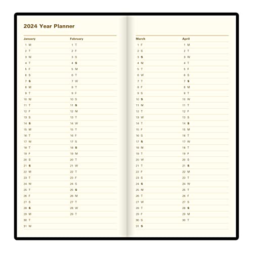 Letts of London Signature Weekly/Monthly Planner, 12 Months, January to December, 2024, Bonded Leather, Slim Size, 6.625" x 3.25", Black (C38SUBK-24)