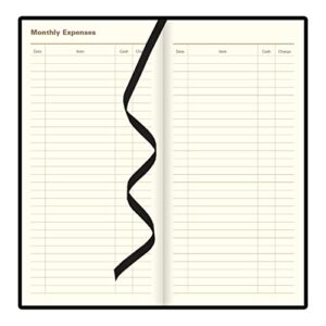 Letts of London Signature Weekly/Monthly Planner, 12 Months, January to December, 2024, Bonded Leather, Slim Size, 6.625" x 3.25", Black (C38SUBK-24)