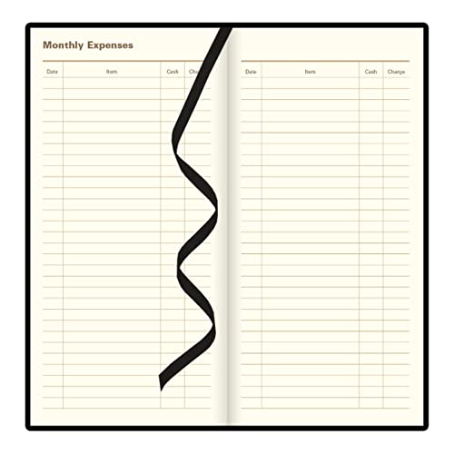 Letts of London Signature Weekly/Monthly Planner, 12 Months, January to December, 2024, Bonded Leather, Slim Size, 6.625" x 3.25", Black (C38SUBK-24)