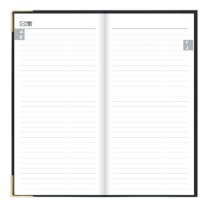 Letts of London Classic Weekly/Monthly Planner, 12 Months, January to December, 2024, Gold Corners, Vertical, Slim Size, 6.625" x 3.25", Black (C32SUBK-24)