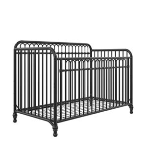 little seeds raven 3-in-1 convertible metal crib, jmpa certified, black