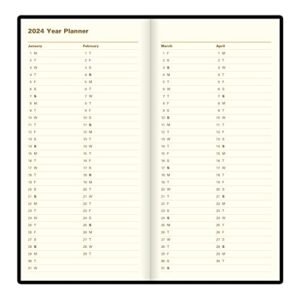 Letts of London Belgravia Weekly/Monthly Planner, 12 Months, January to December, 2024, Vertical, Slim Size, 6.625" x 3.25", Black (C33SUBK-24)