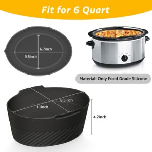 ONEBOM Silicone Slow Cooker Liners fit Crock-Pot 6 Quart Oval Slow Cooker,Reusable & Leakproof Dishwasher Safe Cooking Liner for 6 Quart Crock Pot Fit 6qt