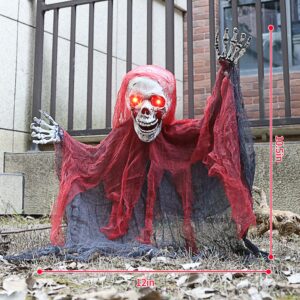 Halloween Decoration Zombie with Light-up Skeleton Eyes and Sound Prop for Halloween Outdoor, Lawn, Yard, Patio Decor, Haunted House Decoration