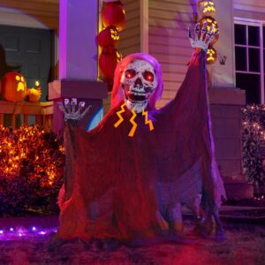 Halloween Decoration Zombie with Light-up Skeleton Eyes and Sound Prop for Halloween Outdoor, Lawn, Yard, Patio Decor, Haunted House Decoration