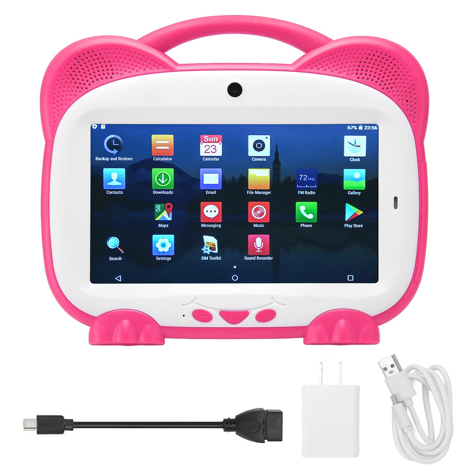 VINGVO Kids Touch Tablet, Dual Camera 7 Inch Tablet 4.0 for Girls (Pink)