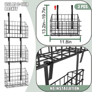 3 Pack Over The Cabinet Door Organizer, Over Doors Wall Mounted Hanging Baskets Organizing for Cutting Board Foils Cookie Sheet and Plate, Metal Storage Holder Rack for Kitchen Bathroom Pantry …