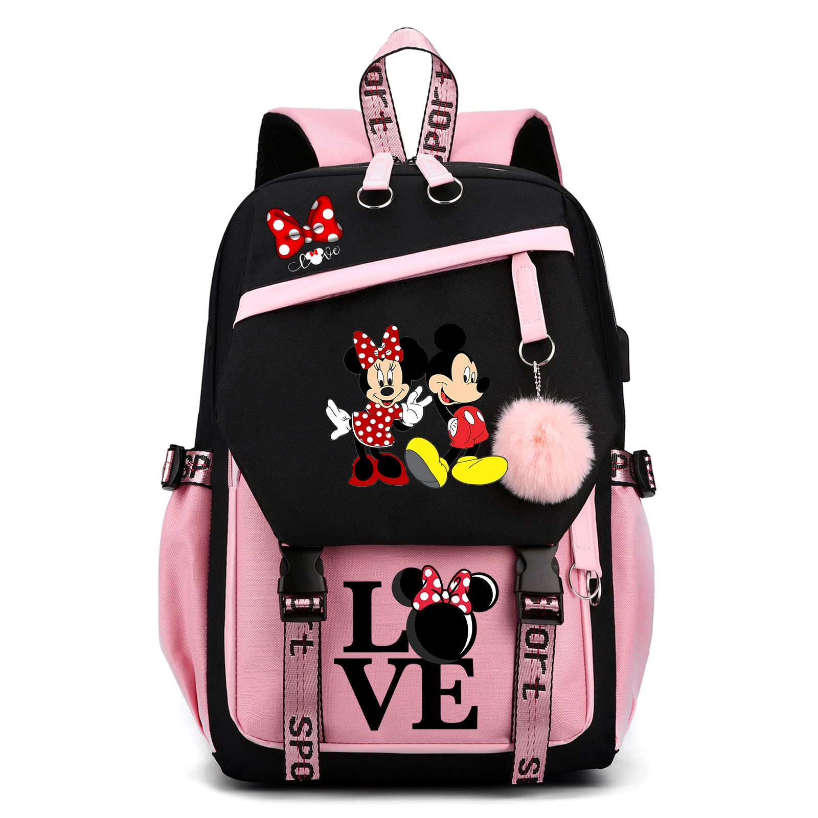 Doskijow Cartoon Backpack - School Backpacks For Girls Women - Cute Large Backpack For Teens Travel Purse Laptop Bag, 17.7 inch, Pink