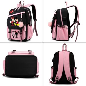 Doskijow Cartoon Backpack - School Backpacks For Girls Women - Cute Large Backpack For Teens Travel Purse Laptop Bag, 17.7 inch, Pink