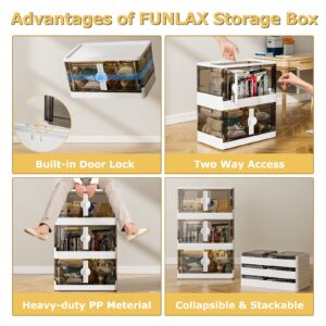 FUNLAX Collapsible Storage Bins with Lids, 8.2 Gal Foldable Stackable Storage Bins with Doors and Wheels, Folding Storage Boxes Set 3 Pack for Closet, Bedroom, Laundry, Home Organizer and Storage