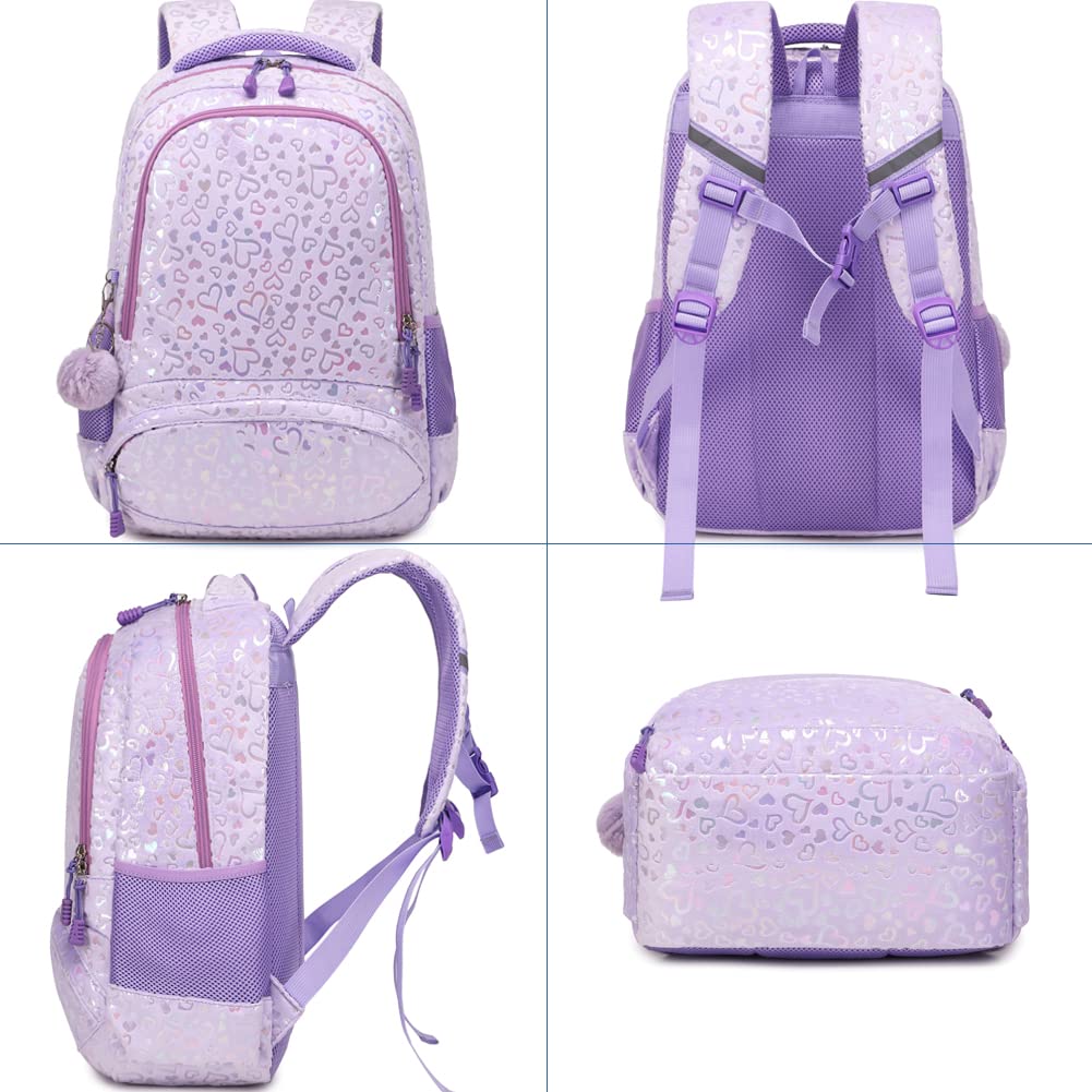 Meisohua Backpack Set for Girls School Backpack for Kids Preschool Kindergarten Elementary School Bookbag with Lunch Bag 3 in 1 Set Water Resistant Furry Backpack