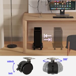 WEGASTU CPU Stand、Computer Tower Stand、Mobile CPU Holder with 4 Caster Wheels Fits for PC、Printer、Most Computer Tower、Office、Home、Planter Caddies、Dog Bowl Stand (Black)