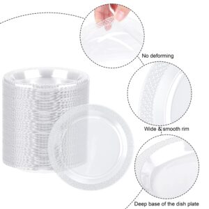 Breroa 600 Pieces Clear Plastic Plates 6 Inch Disposable Round Dessert Plates Heavy Duty Appetizer Dinner Party Plates for Events Buffet Wedding Baby Shower Graduation Birthday Party Supplies