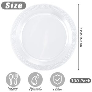 Breroa 600 Pieces Clear Plastic Plates 6 Inch Disposable Round Dessert Plates Heavy Duty Appetizer Dinner Party Plates for Events Buffet Wedding Baby Shower Graduation Birthday Party Supplies