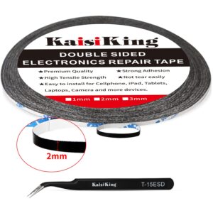 Kaisiking 2mm / 3mm x 50M LCD Screen Repair Tape Cell Phone Adhesive Tape Thin Double Sided Tape Adhesive with 1 Tweezers for Cell Phone, iPad, Tablets, Laptops, Camera, LCD Screen Repair