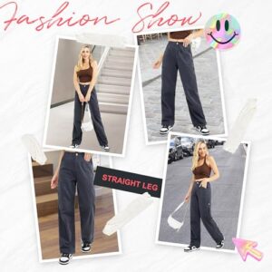 Znyeth Cargo Pants Women High Waist Baggy Jeans with 7 Pockets Casual Wide Leg Y19K Pants for Womens Work Pants Dark Gray 3XL