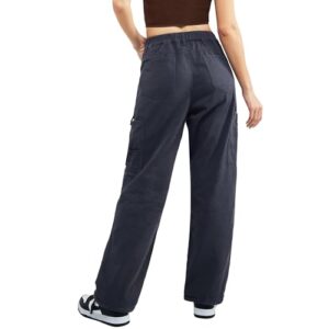 Znyeth Cargo Pants Women High Waist Baggy Jeans with 7 Pockets Casual Wide Leg Y19K Pants for Womens Work Pants Dark Gray 3XL