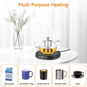 Mug Warmer, Coffee Warmer for Desk with Timer & 3 Temperature Control, Candle Warmer Plate with Auto Shut Off, Smart Cup Warmer for Coffee, Milk, Tea, Cocoa, Water