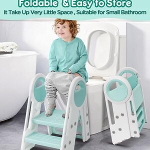 Gimars Upgrade Triple Stability Foldable Adjustable 2 Steps to 3 Steps Toddler Step Stool for Bathroom Sink, Step Stools for Kids with 6 Non-slip Pads,Handles for Toilet Potty Training,Kitchen Counter