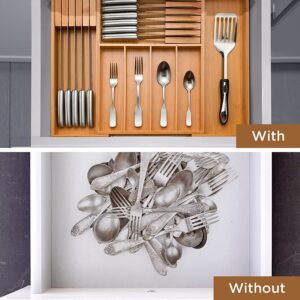 Bamboo Corner Kitchen Shelf and Utensil Organizer for Kitchen Drawers