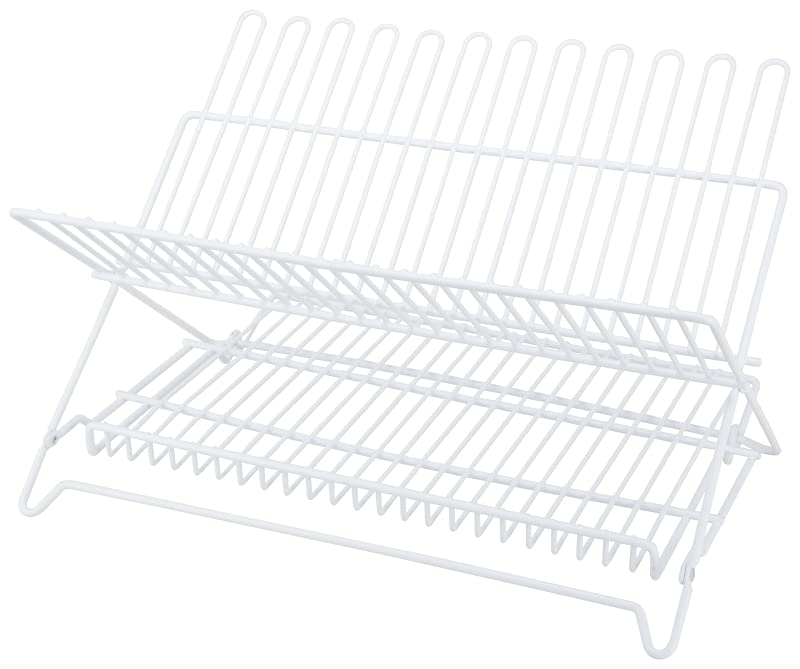 Rocky Mountain Goods Foldable Dish Drying Rack - Holds up to 8" Flat Plates and Cups - Sturdy Steel Construction - White - 18.25" Wide x 12.75" Deep x 11" High