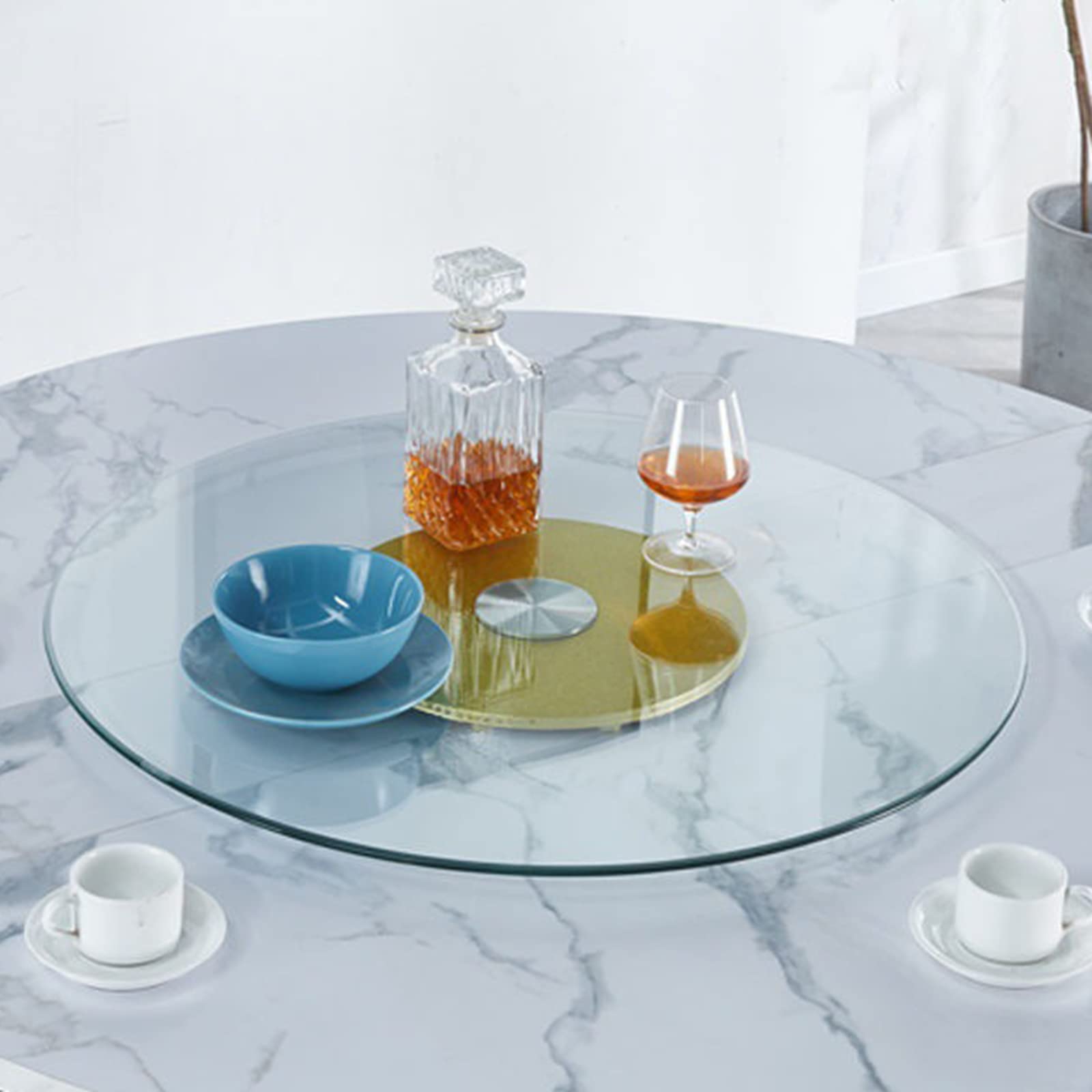 FANOYA Glass Lazy Susan for Table, Glass Lazy Susan, Round Tabletop Rotating Serving Tray for Dining Table, Transparent