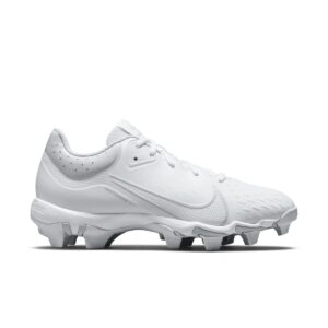 nike hyperdiamond 4 keystone molded softball cleats white | white | black size 5 medium