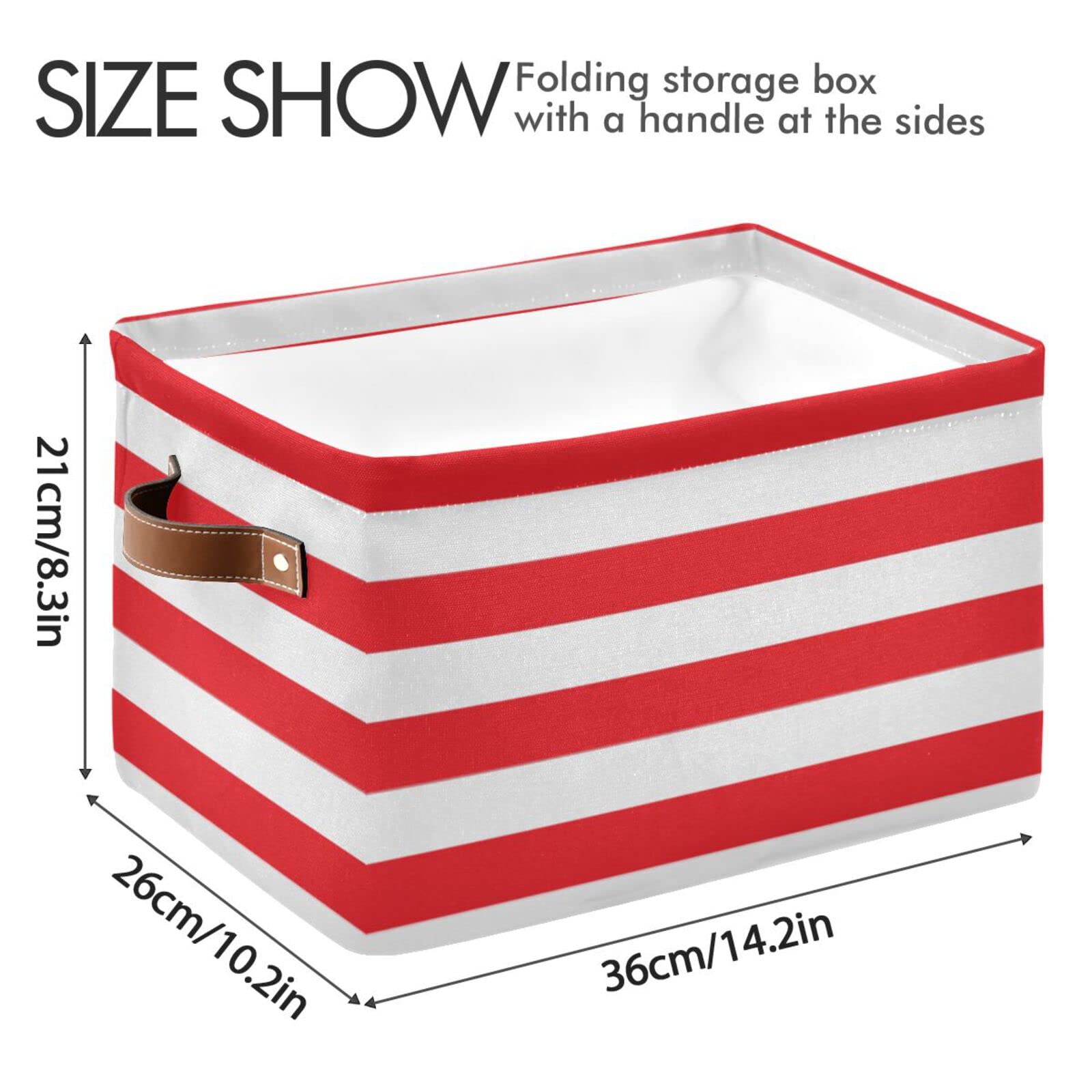 AHOMY Storage Basket Red and White Striped Cube Storage Bins Organizer Bag with Handles 2-Pack