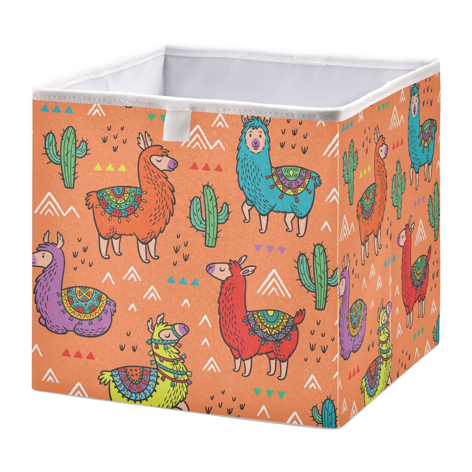 Kigai Llama Pattern Cube Storage Bins - 11x11x11 In Large Foldable Storage Basket Fabric Storage Baskes Organizer for Toys, Books, Shelves, Closet, Home Decor