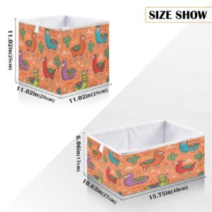 Kigai Llama Pattern Cube Storage Bins - 11x11x11 In Large Foldable Storage Basket Fabric Storage Baskes Organizer for Toys, Books, Shelves, Closet, Home Decor