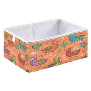 Kigai Llama Pattern Cube Storage Bins - 11x11x11 In Large Foldable Storage Basket Fabric Storage Baskes Organizer for Toys, Books, Shelves, Closet, Home Decor