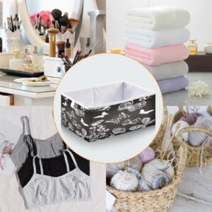 Kigai Black White Butterfly Flower Cube Storage Bins - 11x11x11 In Large Foldable Storage Basket Fabric Storage Baskes Organizer for Toys, Books, Shelves, Closet, Home Decor