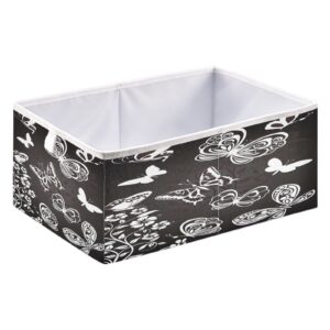 Kigai Black White Butterfly Flower Cube Storage Bins - 11x11x11 In Large Foldable Storage Basket Fabric Storage Baskes Organizer for Toys, Books, Shelves, Closet, Home Decor