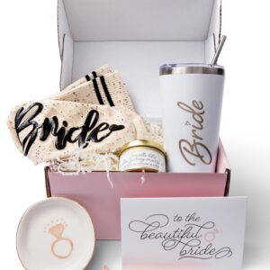 Newlywoo Engagement Gift for Bride Box – Gifts for Brides to Be, Engagement Gifts for Her, or Bachelorette Gifts! All-in-One Bride Gift with Bride Tumbler, Socks, Candle & more!