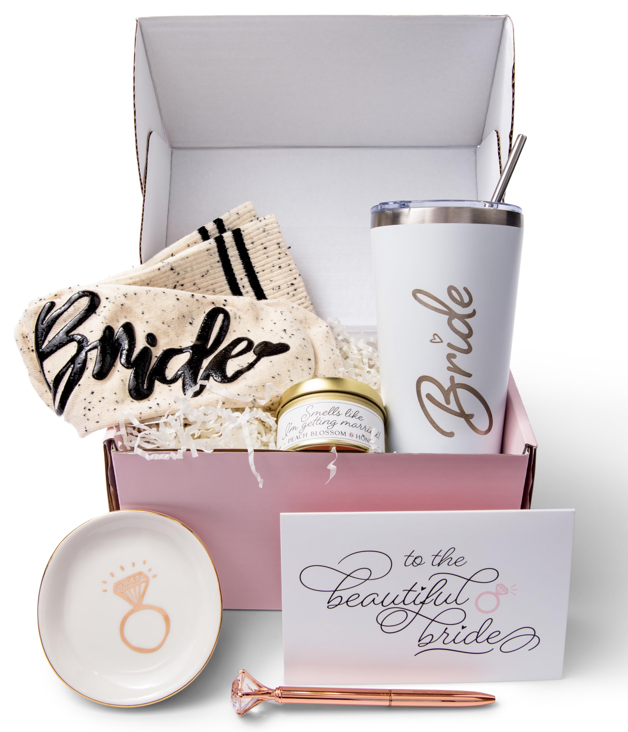 Newlywoo Engagement Gift for Bride Box – Gifts for Brides to Be, Engagement Gifts for Her, or Bachelorette Gifts! All-in-One Bride Gift with Bride Tumbler, Socks, Candle & more!