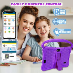 ATMPC Tablet for Kids, Kids Tablet, 7 Inch Kids Tablets 32GB ROM 3GB RAM Android11 Tablet for Kids with 2.4G WiFi, GMS, Eye Protection, Educational, Parental Control, Tablet with Silicone Case Purple