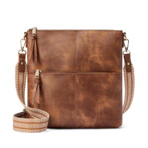 WESTBRONCO Crossbody Purses for Women, Medium Shoulder Handbags Vegan Leather Casual Satchel with Guitar Strap